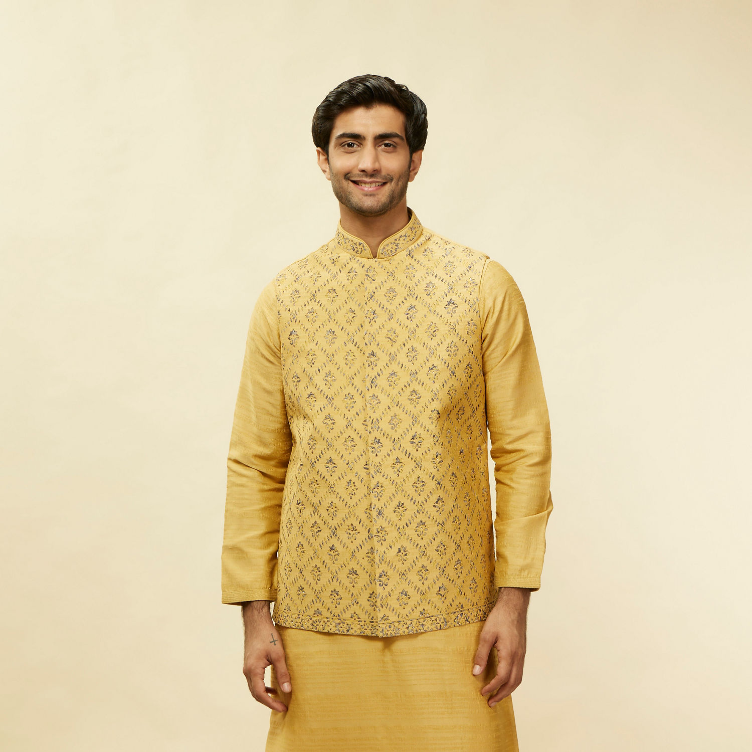 Buy Muse in Mustard Gold Ensemble Jacket Set Online in India @Twamev ...